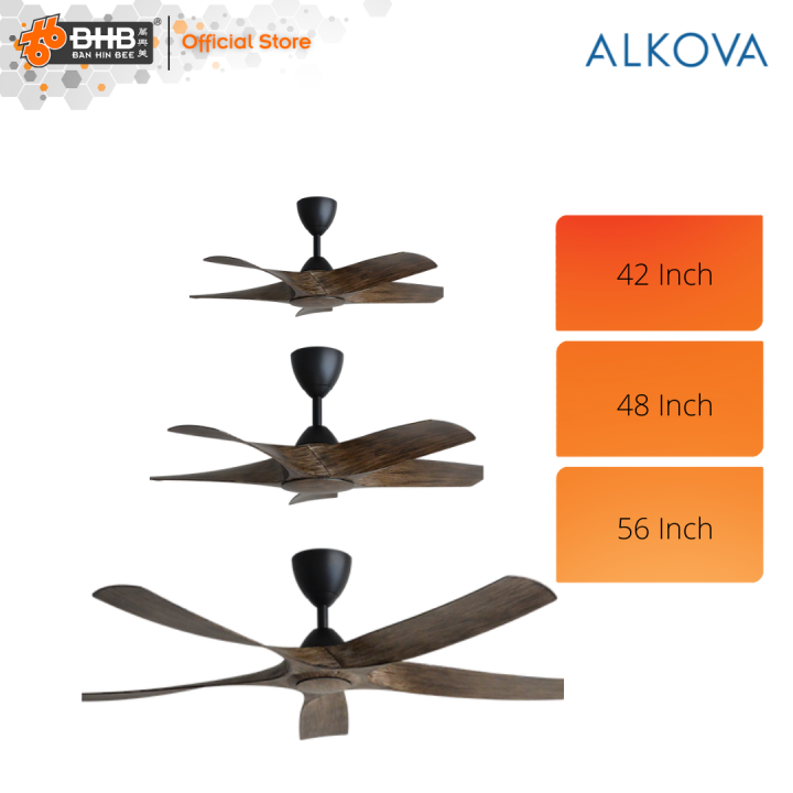 Alkova 42" / 48" / 56" AXIS 5 blades DC Motor Ceiling Fan (Oak ...