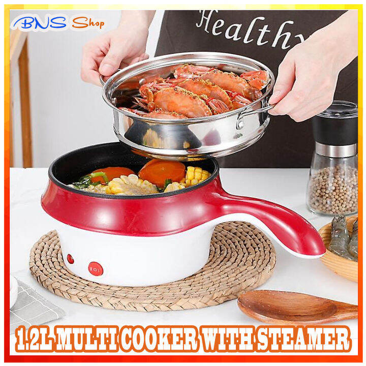 2 in 1 Electric Multi Cooker with Steamer 1.2L Food Grade Stainless ...