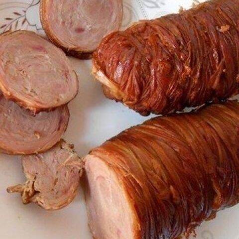 Pig small intestine rolls, bitter intestines, fully cooked and ready to ...