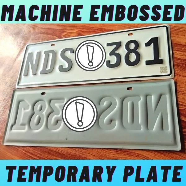 Machine Press Embossed Personalized Temporary Car License Plate Number ...