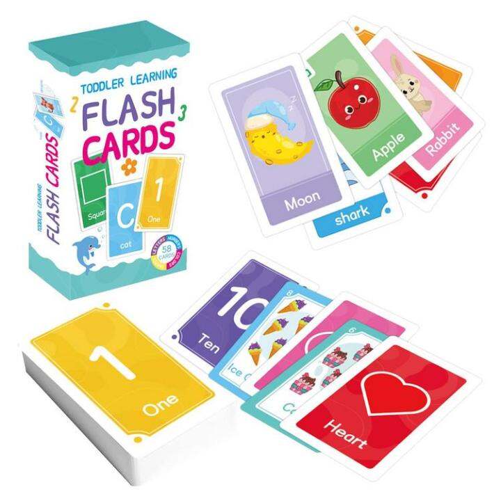 Toddler Flashcards 58PCS/Set Number Color Shape Letter Learning Kid's ...