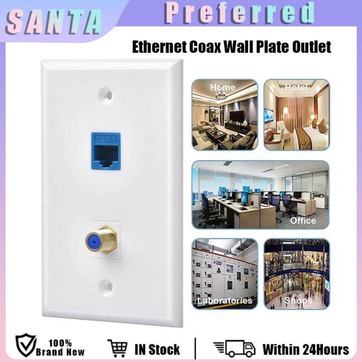 Coaxial F Type Port Connector Ethernet Network Wall Plate Socket Cat6 ...