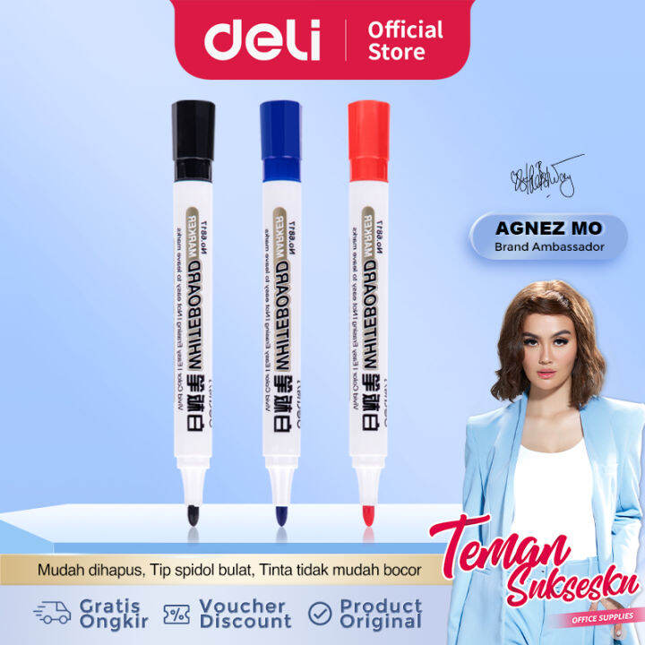 Deli Spidol, 3 warna, 10pcs/box Mudah dihapus dan Mudah Dipakai 6817 | Lazada Indonesia