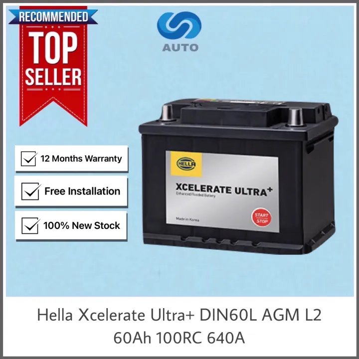 Free Installation | Hella DIN60 DIN60L AGM (L2) Start Stop Maintenance ...