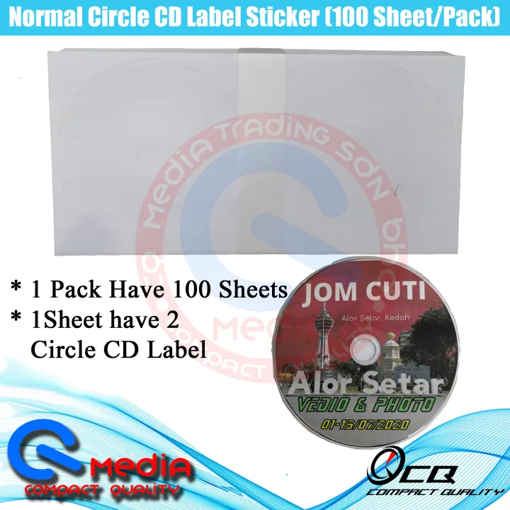 Normal Circle CD Label Sticker (100 Sheet /Pack Or 200 Circle CD Label ...