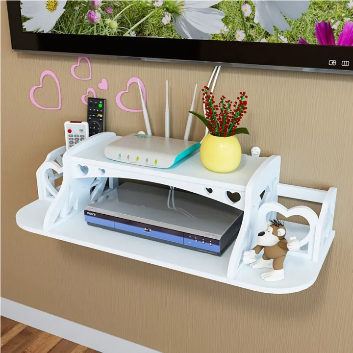 #998 - Under TV box router storage wall mount wood shelf Room Decor ...