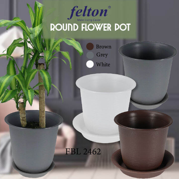 GHZ - FELTON Round Flower Pot 2462 Pot Pasu Bunga Dan Sayur | Lazada