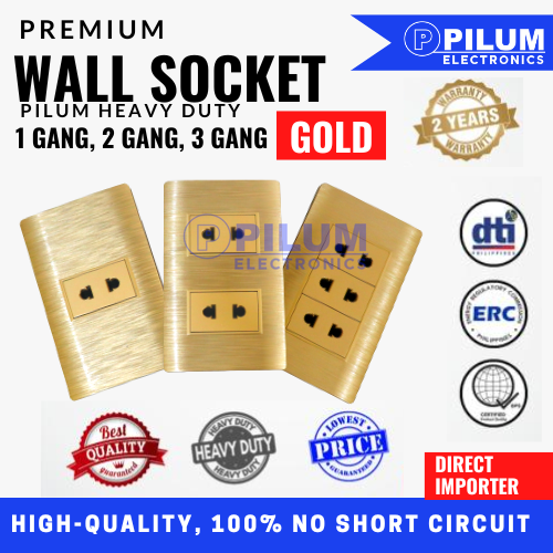 Premium Wall Socket Wide Series 1, 2, 3 Gang GOLD Safe / Original ...