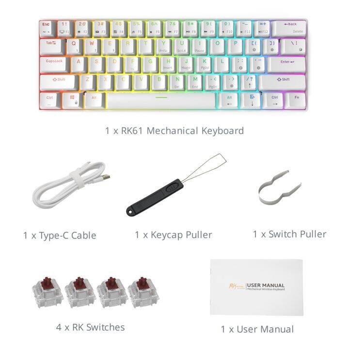 RK ROYAL KLUDGE RK61 Mechanical Keyboard แป้นพิมพ์แบบเครื่องกล 2.4Ghz ...