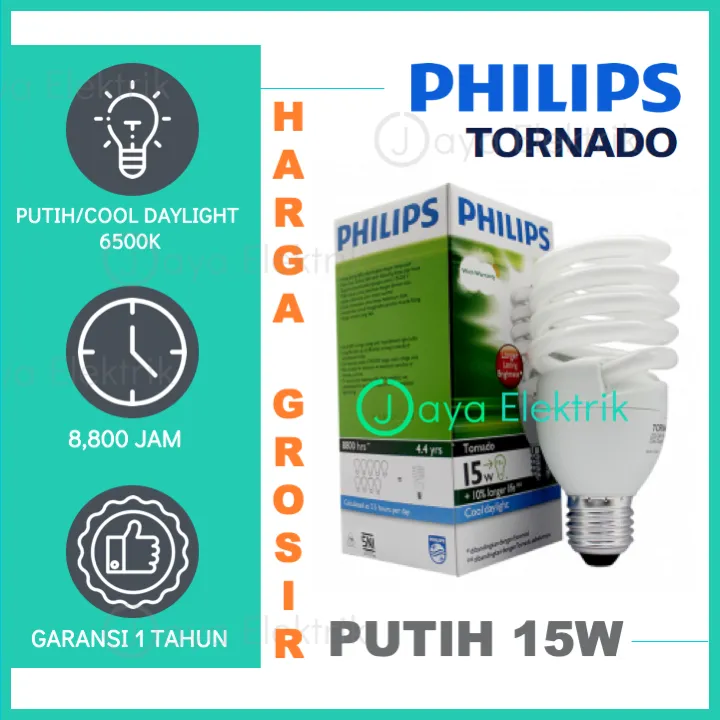 Lampu Philips Tornado 15W 15 Watt W 15Watt Putih Cool Daylight Original Lampu Spiral Hemat ...