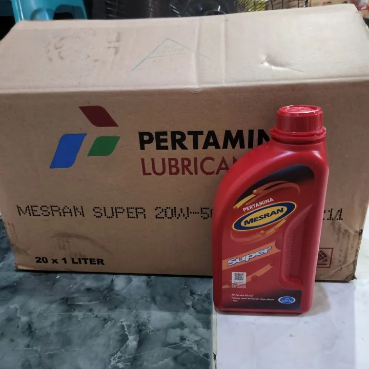 Oli Mesin Mesran Super 4T Pertamina 20W-50 1L 1Liter Perdus X 20 Botol ...