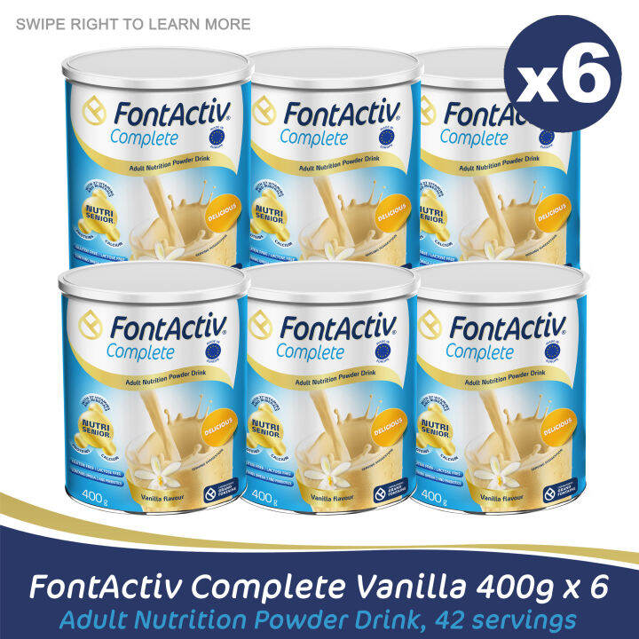 FontActiv Complete Vanilla 400g - Bundle of 6 - Adult Nutrition Powder ...