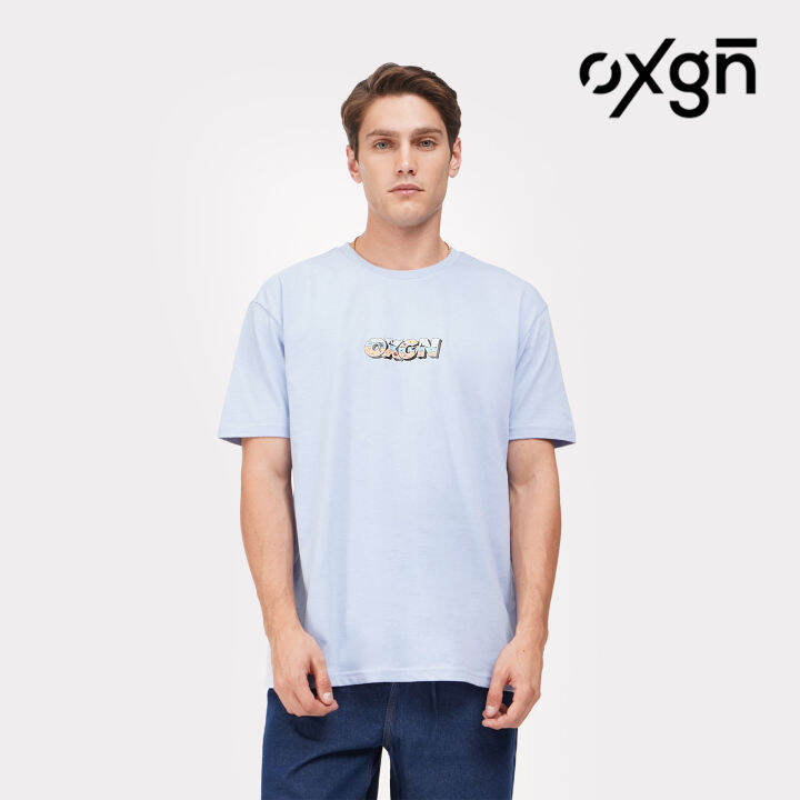OXGN Logo Regular Fit T-Shirt With Graphic Print for Men (Light Blue ...