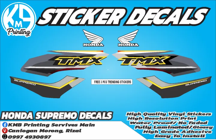 Honda Supremo Sticker Decals Black | Lazada PH