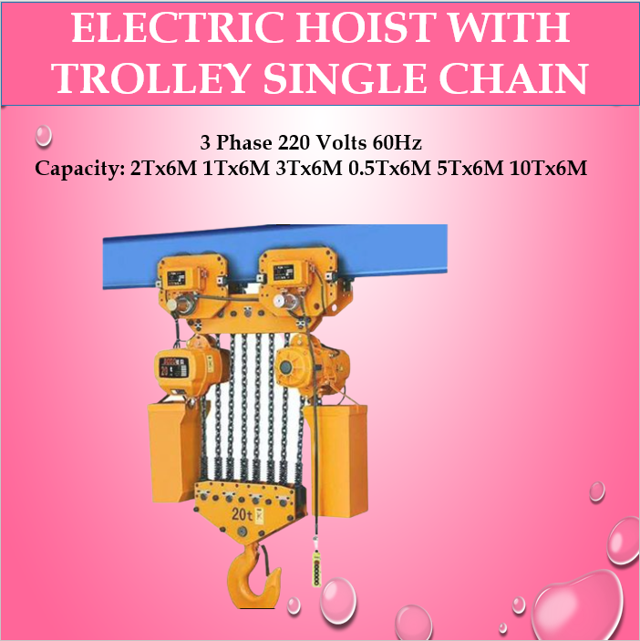 Electric Chain Hoist With Trolley / Without trolley Chain 3 Phase 220 ...