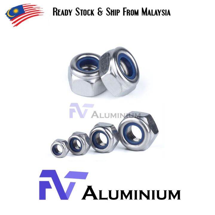 [2pcs] Nylon Lock Nut 304 Stainless Steel Hex Hexagon Locknut M3 M4 M5 M6 M8 M10 Nylon Nut DIN ...