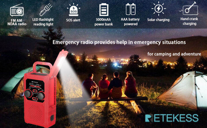 Retekess TR201 5000มิลลิแอมป์ต่อชั่วโมง,วิทยุมือหมุนพลังงานแสงอาทิตย์ ...
