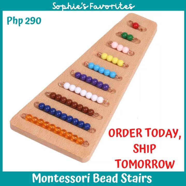 Montessori Bead Stairs 1 - 10 Colorful Bead Stairs Counting Bead Bars ...