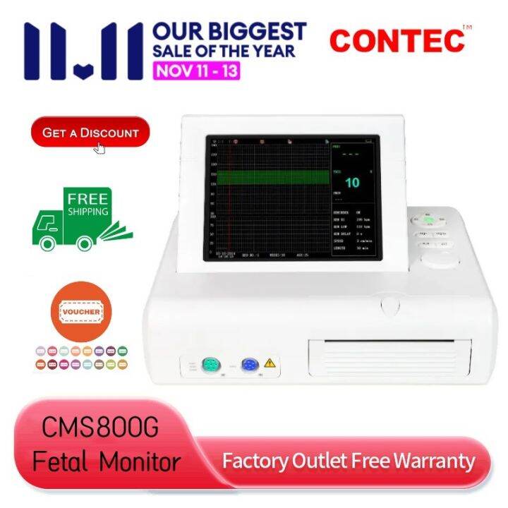 CONTEC CMS800G Fetal Monitor real-time acquire FHR,TOCO,FMOV color LCD ...