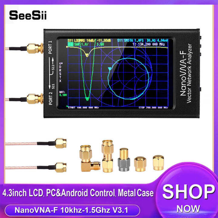 SeeSii NanoVNA-F 10khz-1.5Ghz Vector Network Analyzer, 4.3 Inch Touchscreen VNA HF VHF UHF ...
