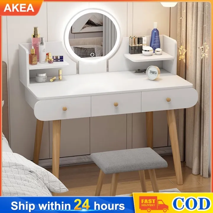 【ON HAND】 Modern Dressing Table with LED Light Vanity Table Desk ...