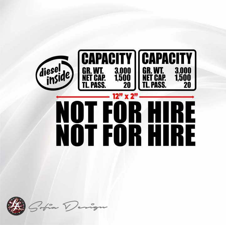 Hyundai H100 Van Car Sticker Capacity and Not For Hire with FREE Diesel ...