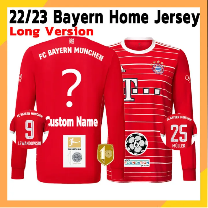 Bayern Munich Jersey 22/23 Long Sleeves Home Jersi Custom Name 2022 ...