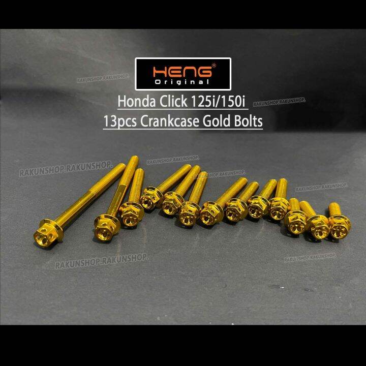 HONDA CLICK 125i / 150i original heng gold bolts for Crankcase 13pcs ...