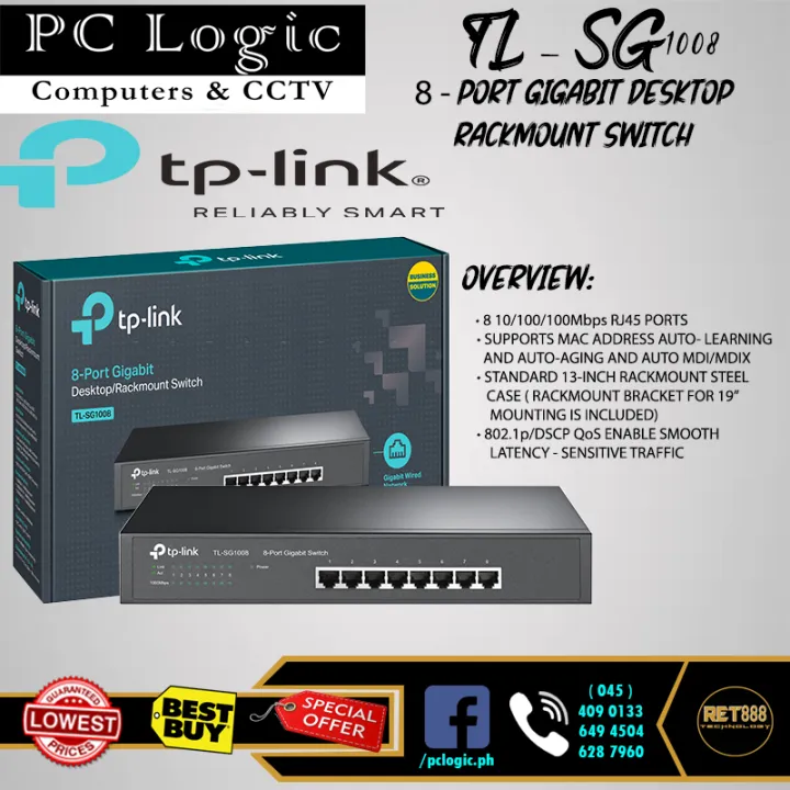 TP LINK TL-SG1008 ( 8-PORT GIGABIT DESKTOP/RACKMOUNT SWITCH | Lazada PH