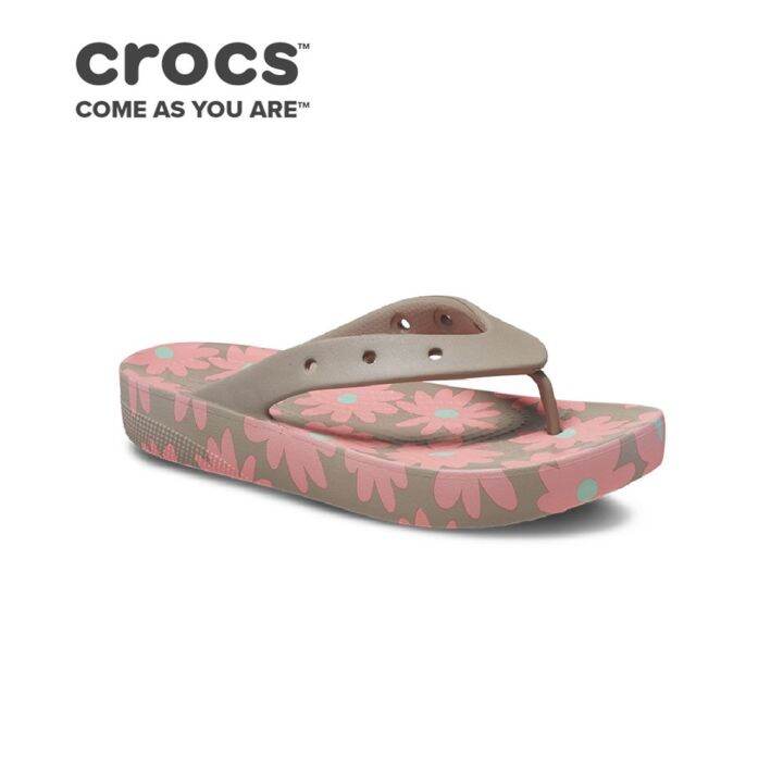 Crocs Women Classic Platform Retro Resort Flip in Mushroom Multi ...