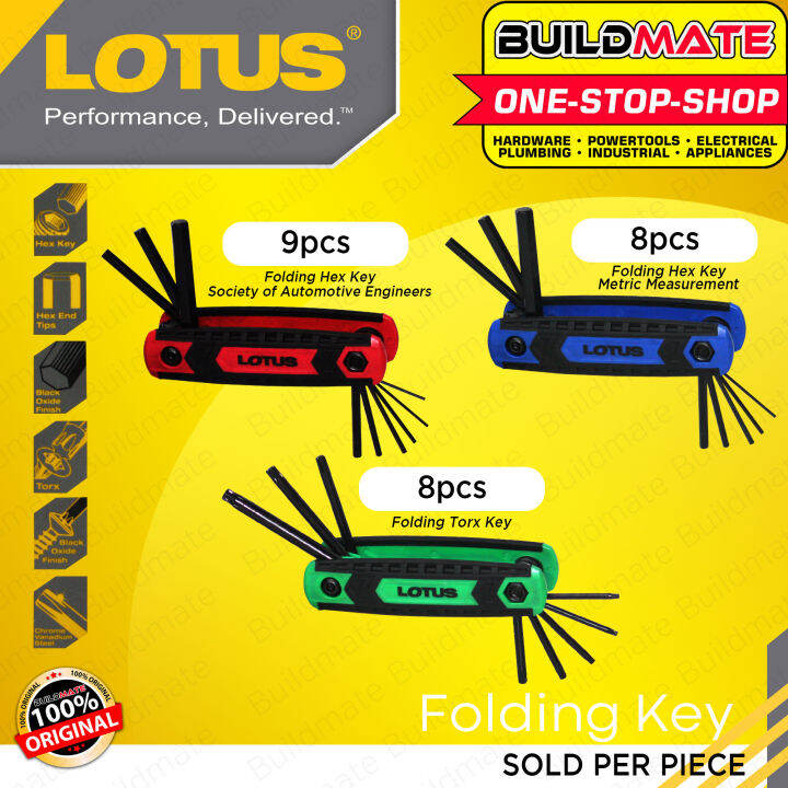 LOTUS Folding Hex Key Set 8PCS (MET) | 9PCS (SAE) | Torx Key 8PCS Allen ...