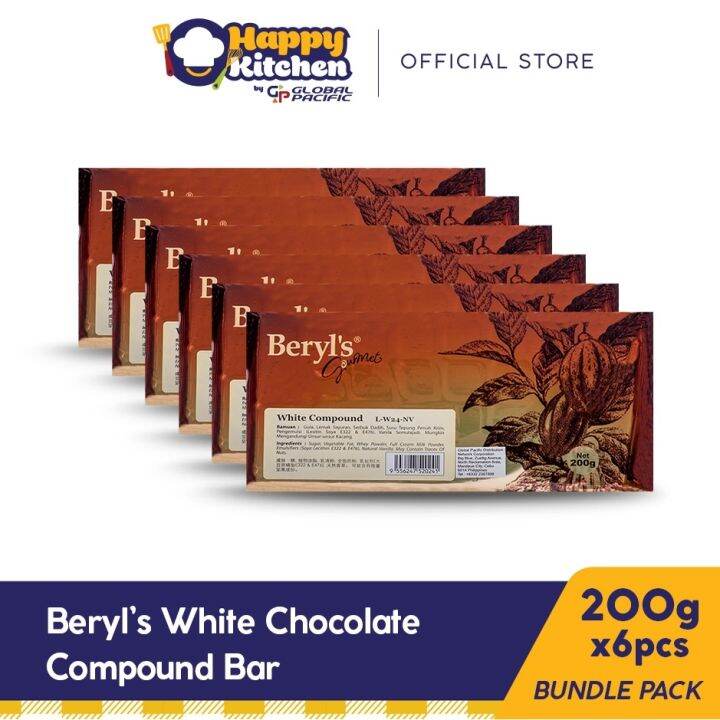 hejiuzang7 Beryl's 24 White Chocolate Compound Bar 200g Set of 6 ...