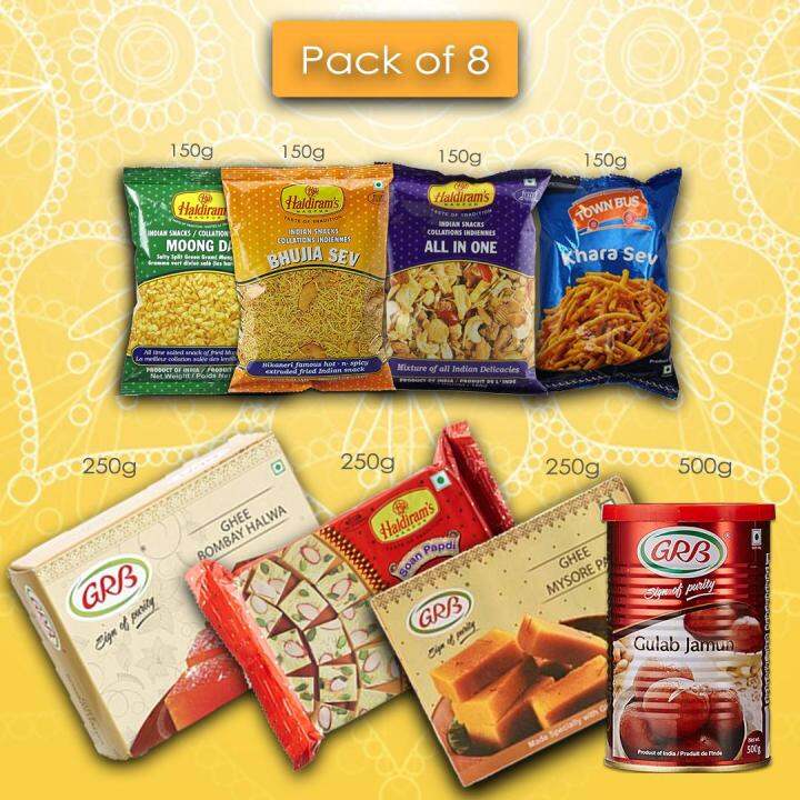 ULTIMATE PACK OF 8 Town Bus Khara Sev 150g, Haldiram's All In One 150g ...