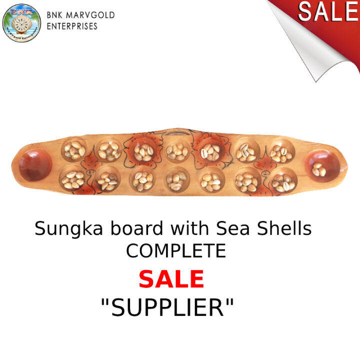 Sungka Board Game complete set with Sea Shells native product sturdy ...