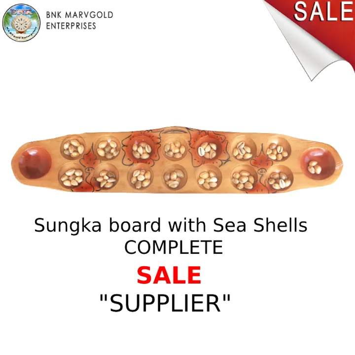 Sungka Board complete set with Sea Shells native product sturdy ...