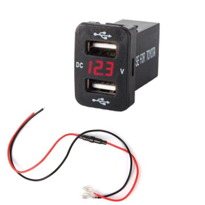 12V Dual USB Ports Car Charger Socket Voltmeter 4.2A Power Adapter For ...