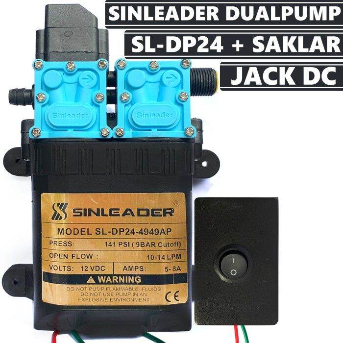 Pompa dual pump dc 12v Sinleader SL-DP24 141 Psi Saklar On Off Jack DC - Bebas pilih varian ...
