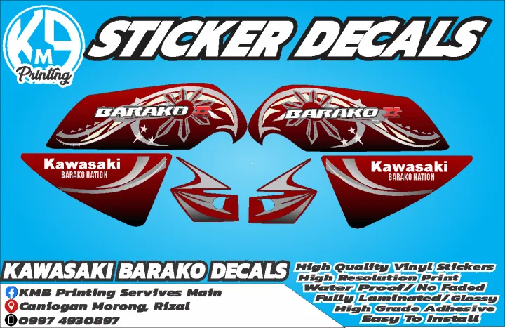 Kawasaki Barako Sticker Decals Full Set | Lazada PH