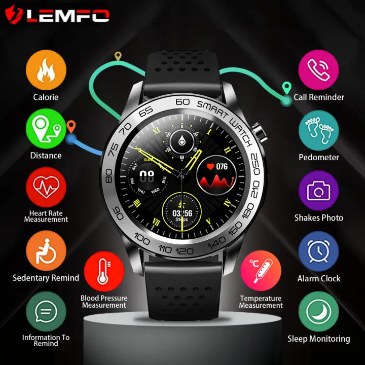 LEMFO GPS Tracking Smart Watch Temperature Heart Rate Blood Pressure ...