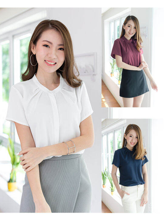 Narinari : NT220 Tuck Collar Shirt | Lazada.co.th