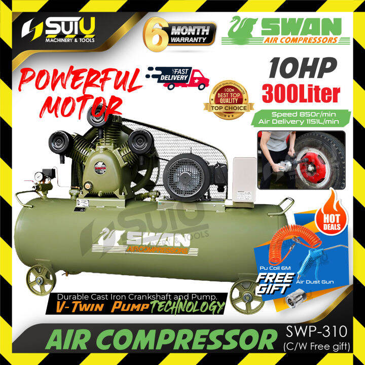 【100% ORIGINAL】SWAN SWP-310 / SWP310 10HP 8Bar 300L Air Compressor / Kompressor 7.5kW | Lazada