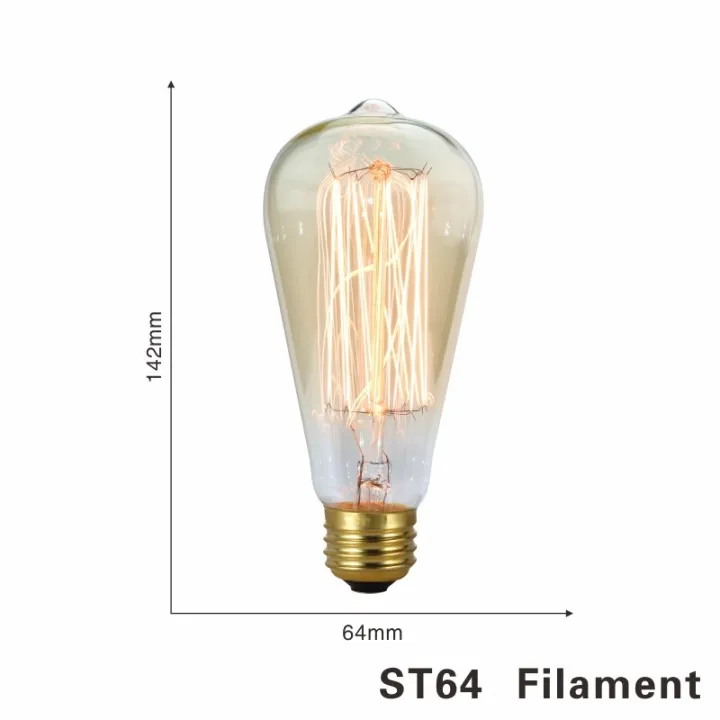 Edison Bulb E27 220v 40w St64 A19 G80 G95 T10 T45 T185 Retro Filament