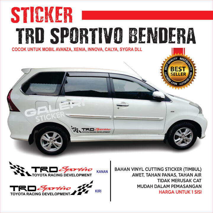 STICKER CUTTING STIKER TRD SPORTIVO MERAH MODEL BENDERA MOBIL AVANZA ...