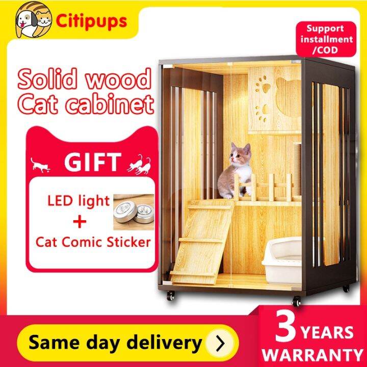 Solid Wood Cat Cage Other House Indoor Oversized Luxury Three Story Cat