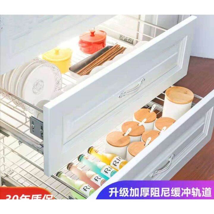 Solid 304 stainless steel double-layer kitchen cabinet drain rack ...