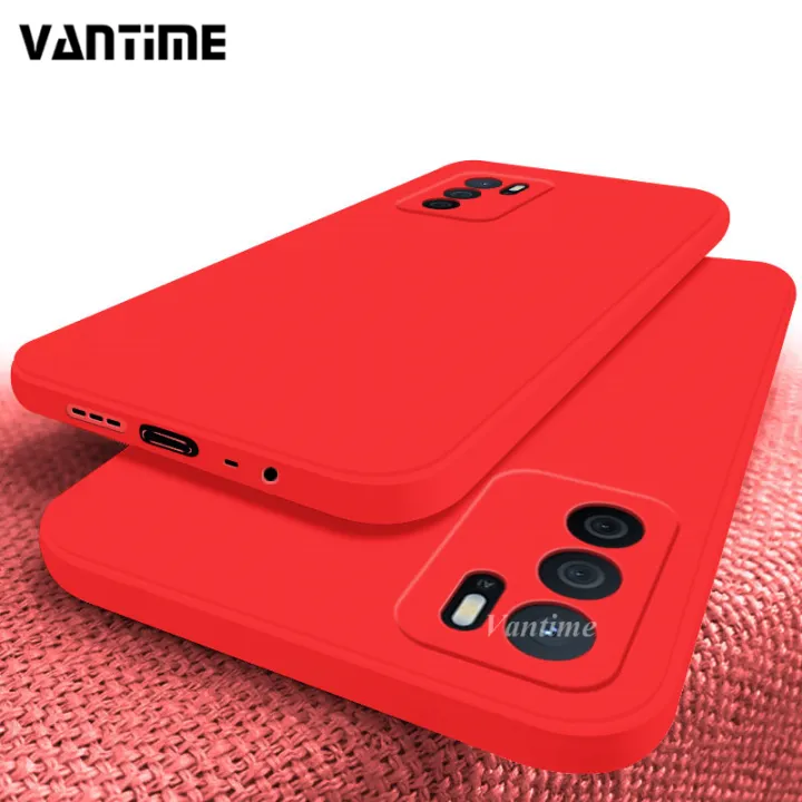 Vantime for OPPO A16 Square Edges Case Liquid Silicone Casing Lens ...