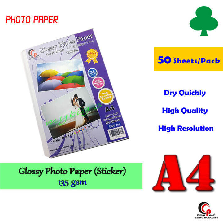 Glossy Photo Paper 135Gsm A4 (STICKER) | Lazada