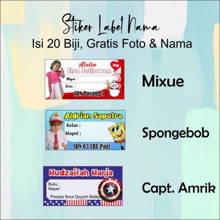Stiker Nama Isi 20 Biji Pakai Foto | Lazada Indonesia