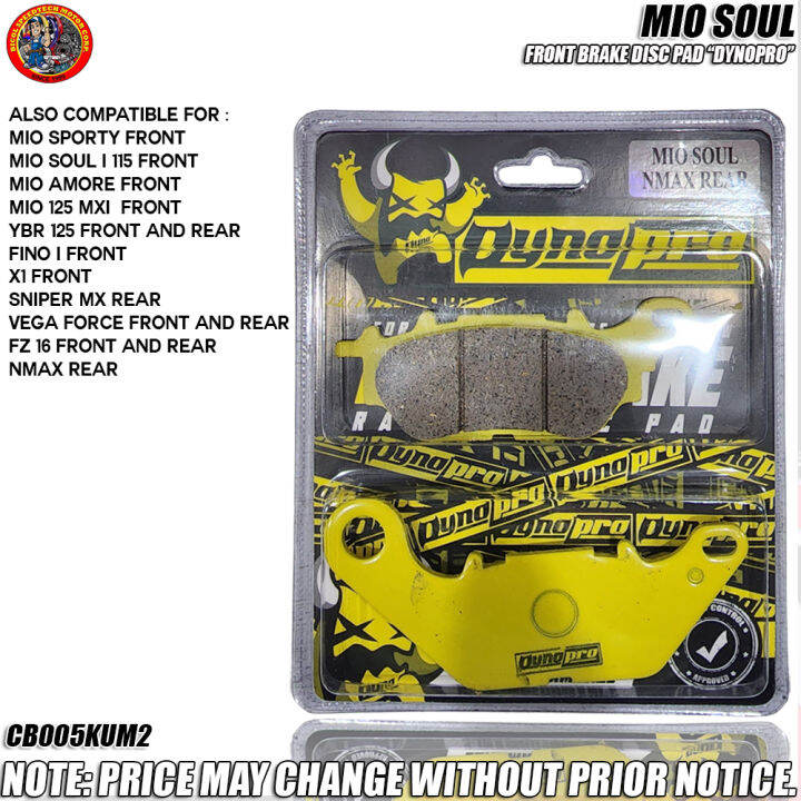 DYNO PRO FRONT BRAKE DISC PAD FOR MIO SPORTY, MIO SOUL, SNIPER 135 ...