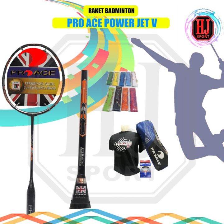 Raket Original Badminton Pro Ace Power Jet V Bonus Komplit | Lazada ...